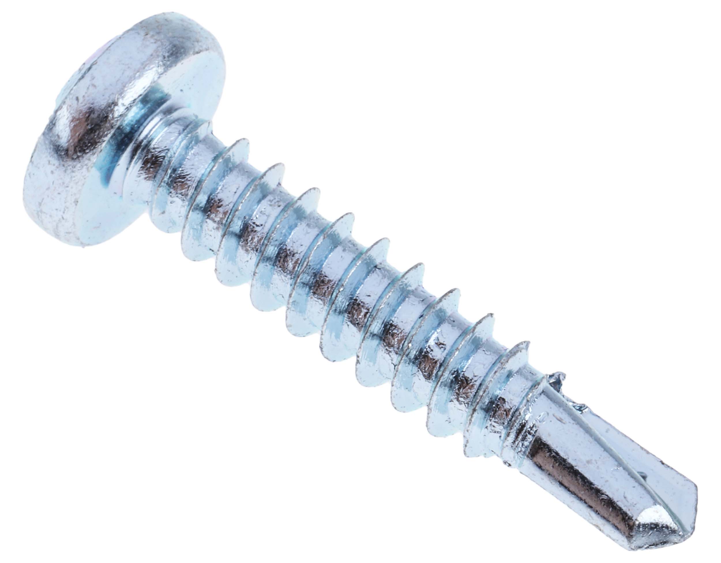 RS PRO Bright Zinc Plated Steel Self Drilling Screw No. 10 x 1in Long x 25mm Long | RS