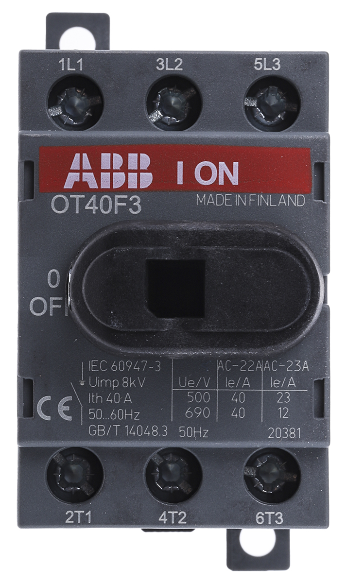 OT40F3 1SCA104902R1001 | ABB 3P Pole DIN Rail Non Fused Isolator Switch - 40A Maximum Current ...