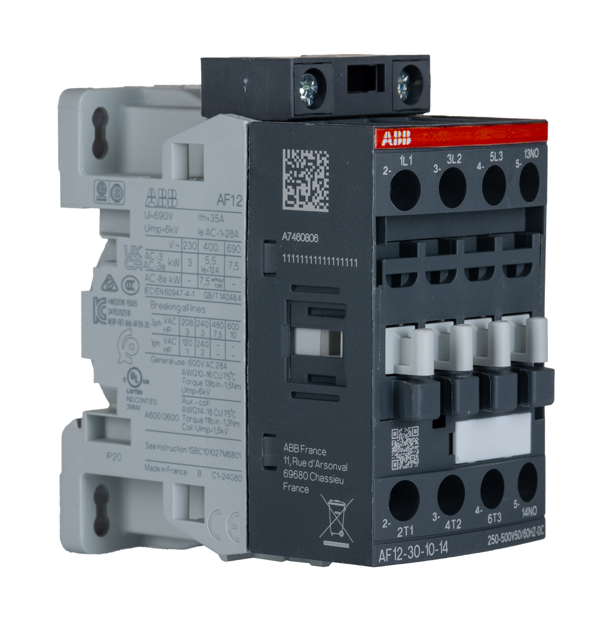 1SBL157001R1410 AF12-30-10-14 | ABB AF12 AF Contactor, 500 V dc Coil, 3-Pole, 9 A, 5.5 kW, 3NO ...