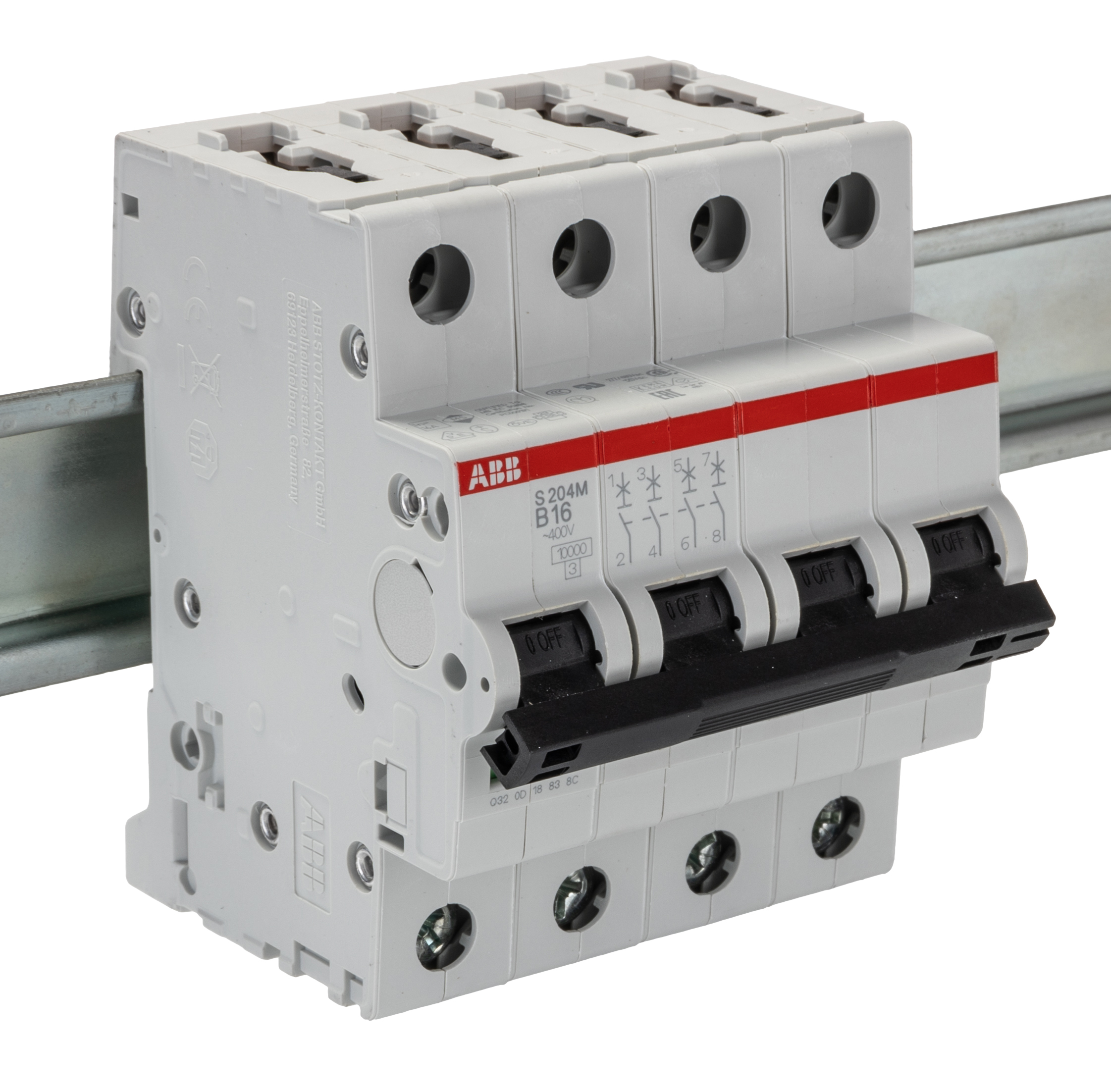 2CDS274001R0165 S204M-B16 | ABB System Pro M Compact S200M MCB, 4P, 16A Curve B, 400V AC, 15 kA ...