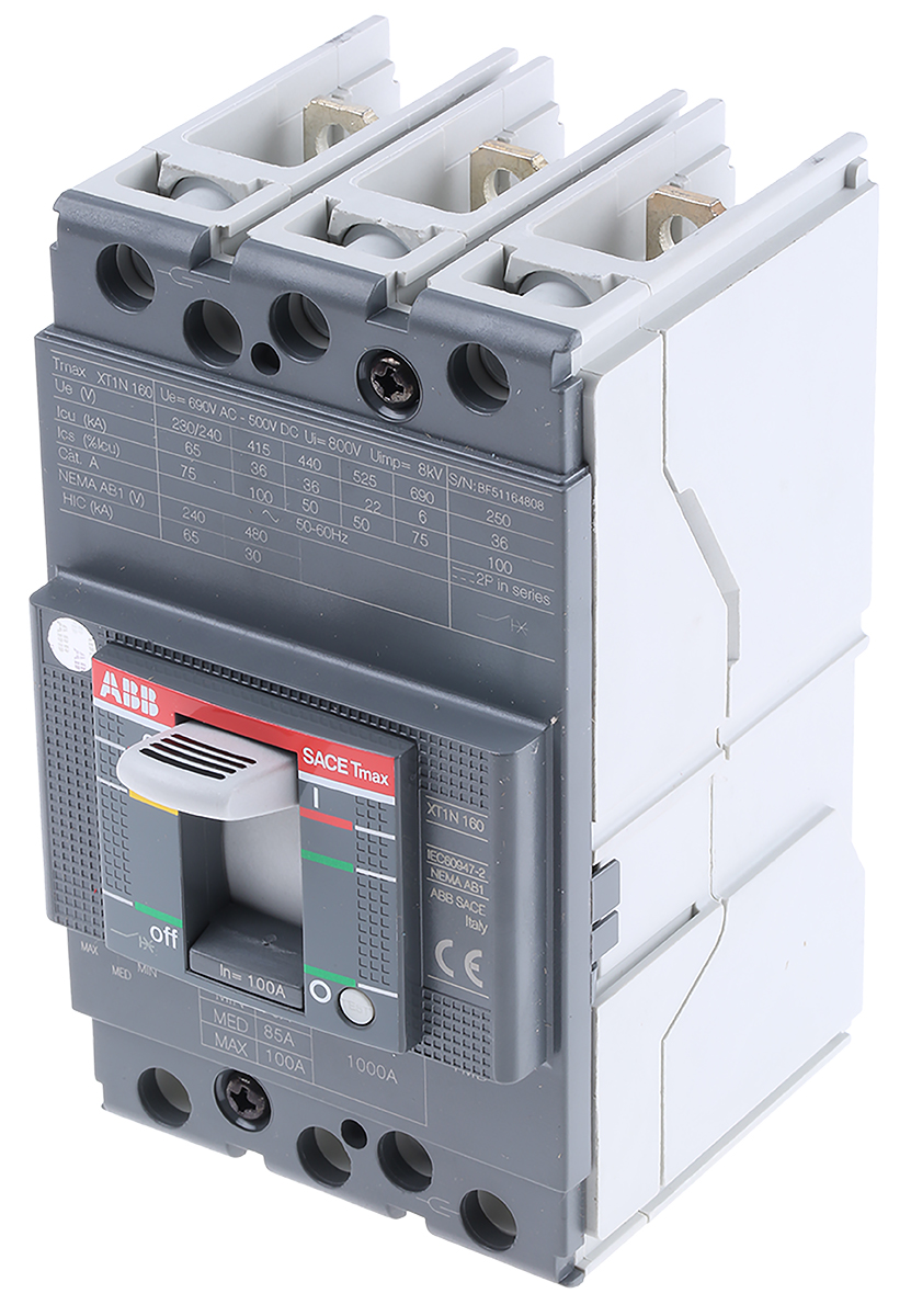 1SDA067416R1 XT1N 160 TMD 100-1000 3p F F | ABB, Tmax XT MCCB 3P 100A, Breaking Capacity 36 kA ...