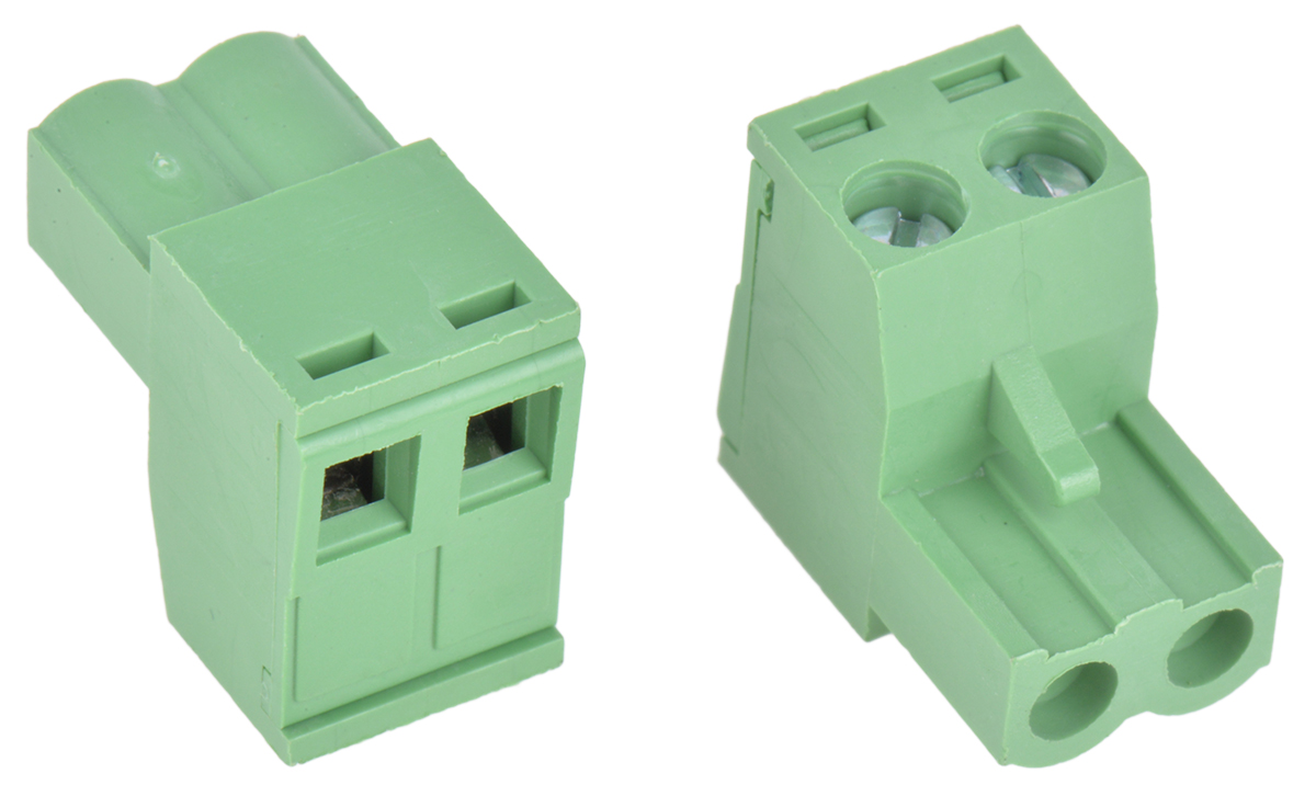 RS PRO 5mm Pitch 2 Way Right Angle Pluggable Terminal Block, Plug ...