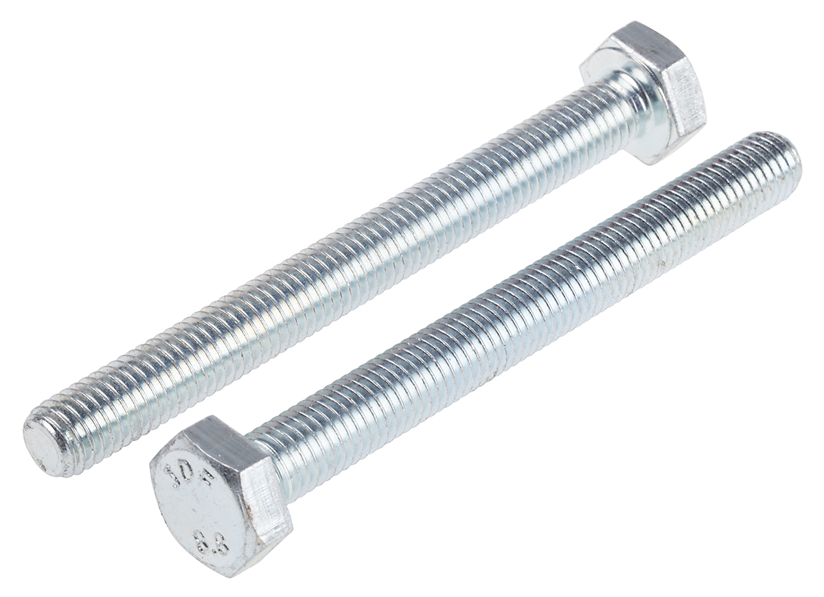 RS PRO Bright Zinc Plated Steel Hex, Hex Bolt, M10 x 100mm | RS