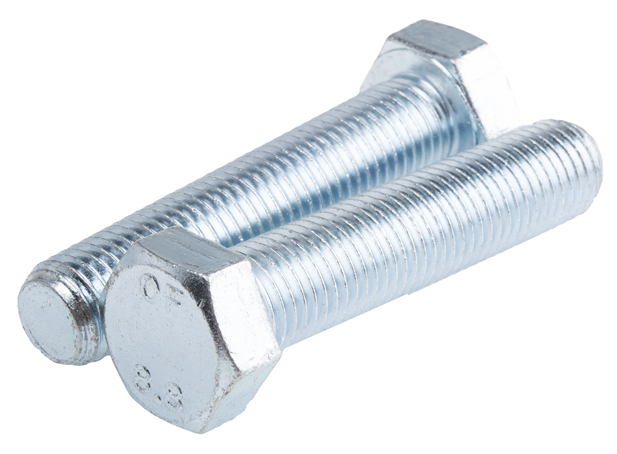 RS PRO Bright Zinc Plated Steel, Hex Bolt, M16 x 75mm | RS