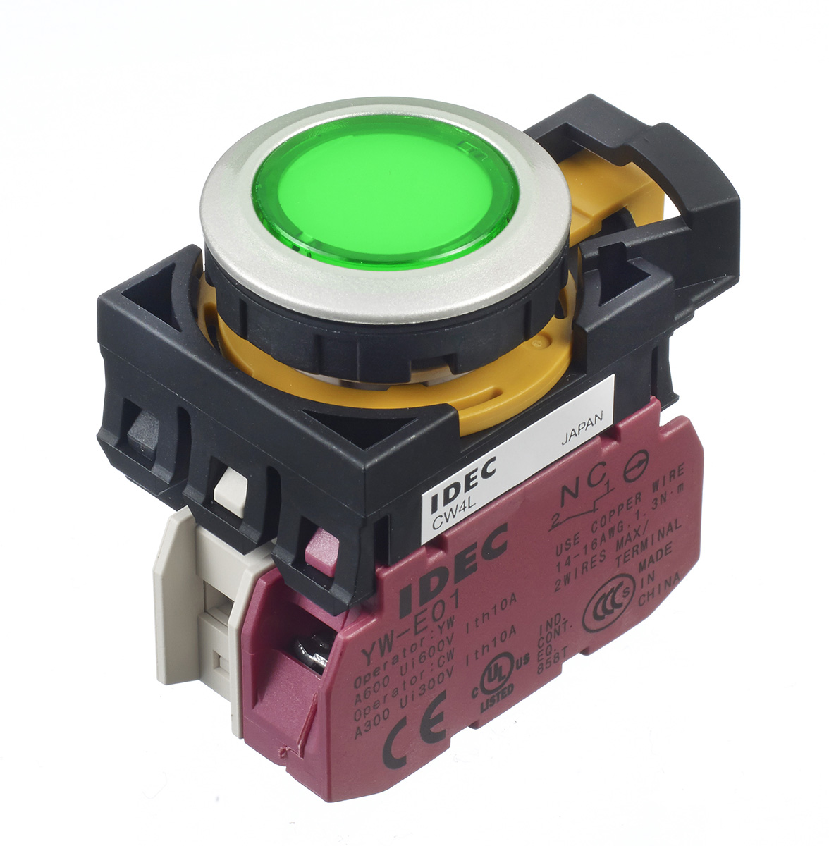 CW4L-M1E01QM4G | Idec CW Series Illuminated Push Button, Panel Mount, 22mm Cutout, SPST, IP65 | RS