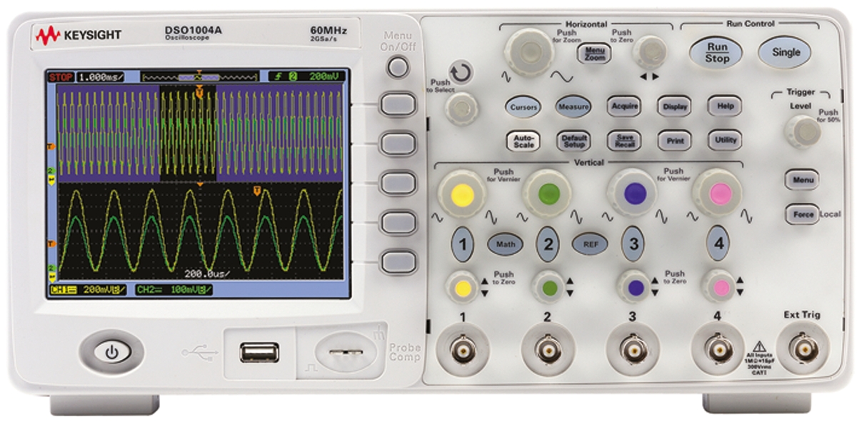 Osciloscopio digital de banco Keysight Technologies DSO1004A, canales:4 A, 60MHZ, pantalla de 5 ...