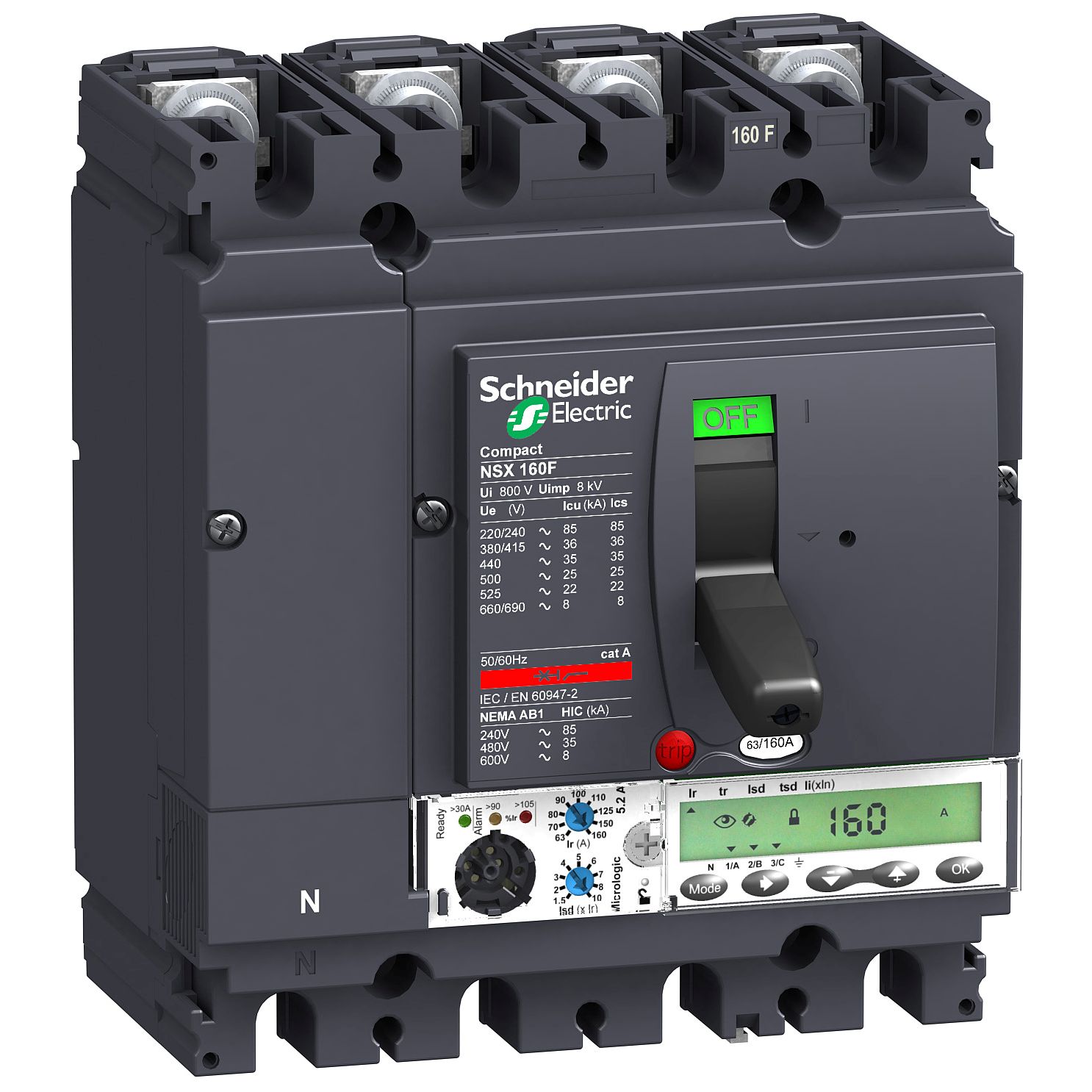 Schneider Electric ComPact MCCB Molded Case Circuit Breaker 4P 100A Fixed Mount