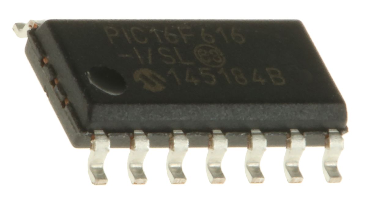 Microchip PIC16F616-I/SL, 8bit PIC Microcontroller, PIC16F, 20MHz, 2048 words Flash, 14-Pin SOIC ...