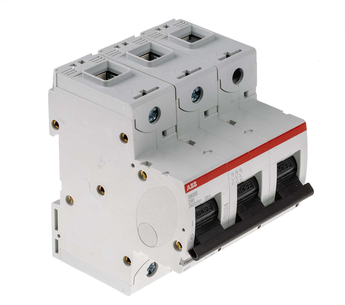 2CCS863001R0801 S803S-D80 | ABB High Performance S800S MCB, 3P Poles, 80A Curve D, 400V AC, 250V ...