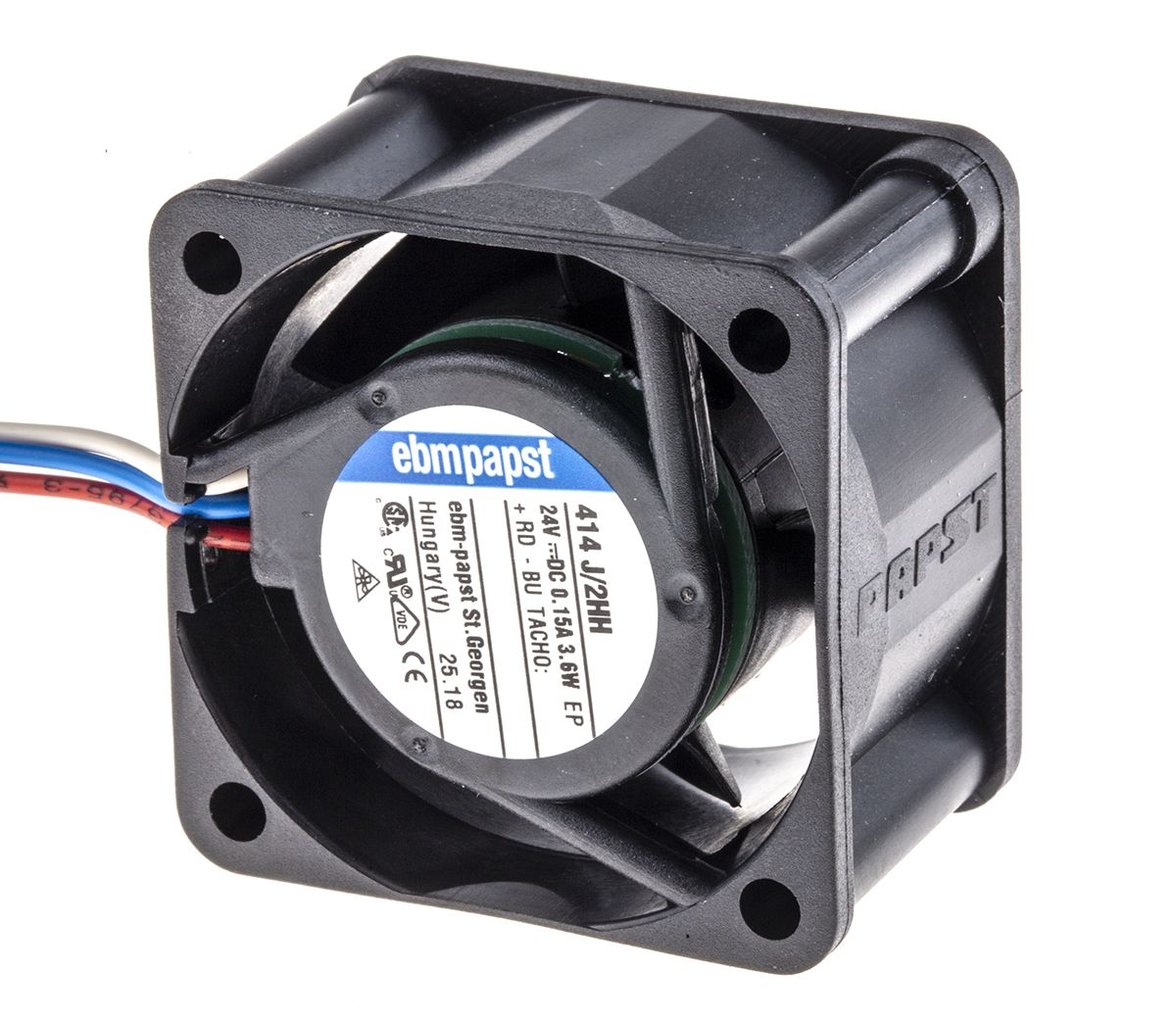 414J/2HH | Ventilador Axial ebm-papst 400 de 40 x 40 x 25mm, 24 V dc, 3.6W, 13000rpm, caudal ...