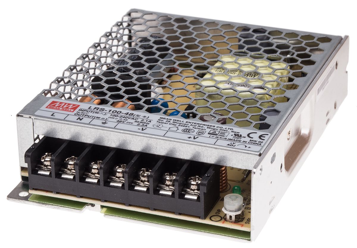 LRS-100-48 | Mean Well Enclosed, Switching Power Supply, 48V dc, 2.3A, 110W | RS