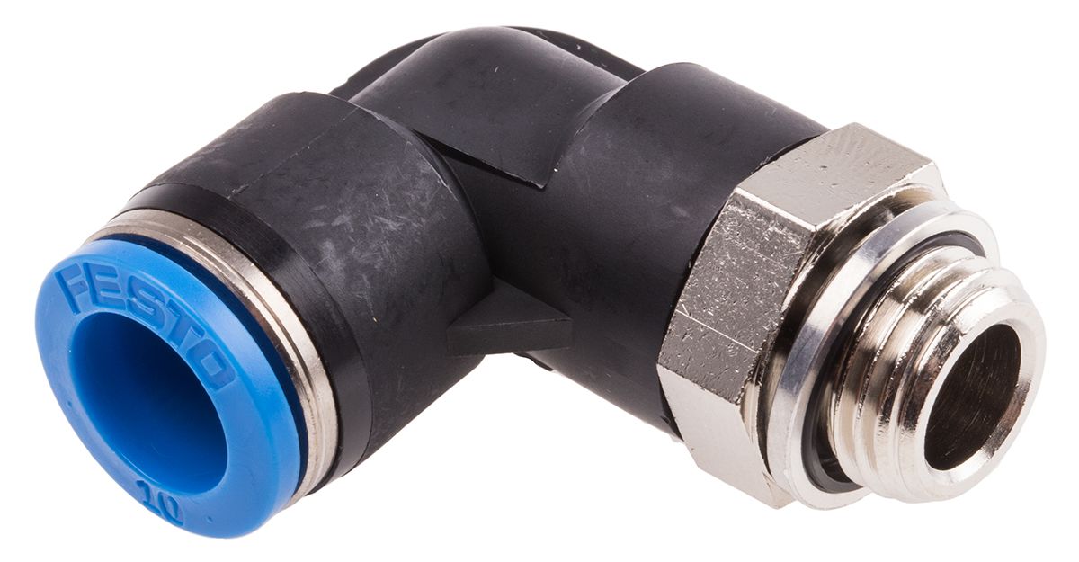 QSL-G1/4-10 | Festo QS Winkelgewindeadapter, Gewinde-zu-Rohr, PBT, G1/4 Stecker, 14 bar | RS