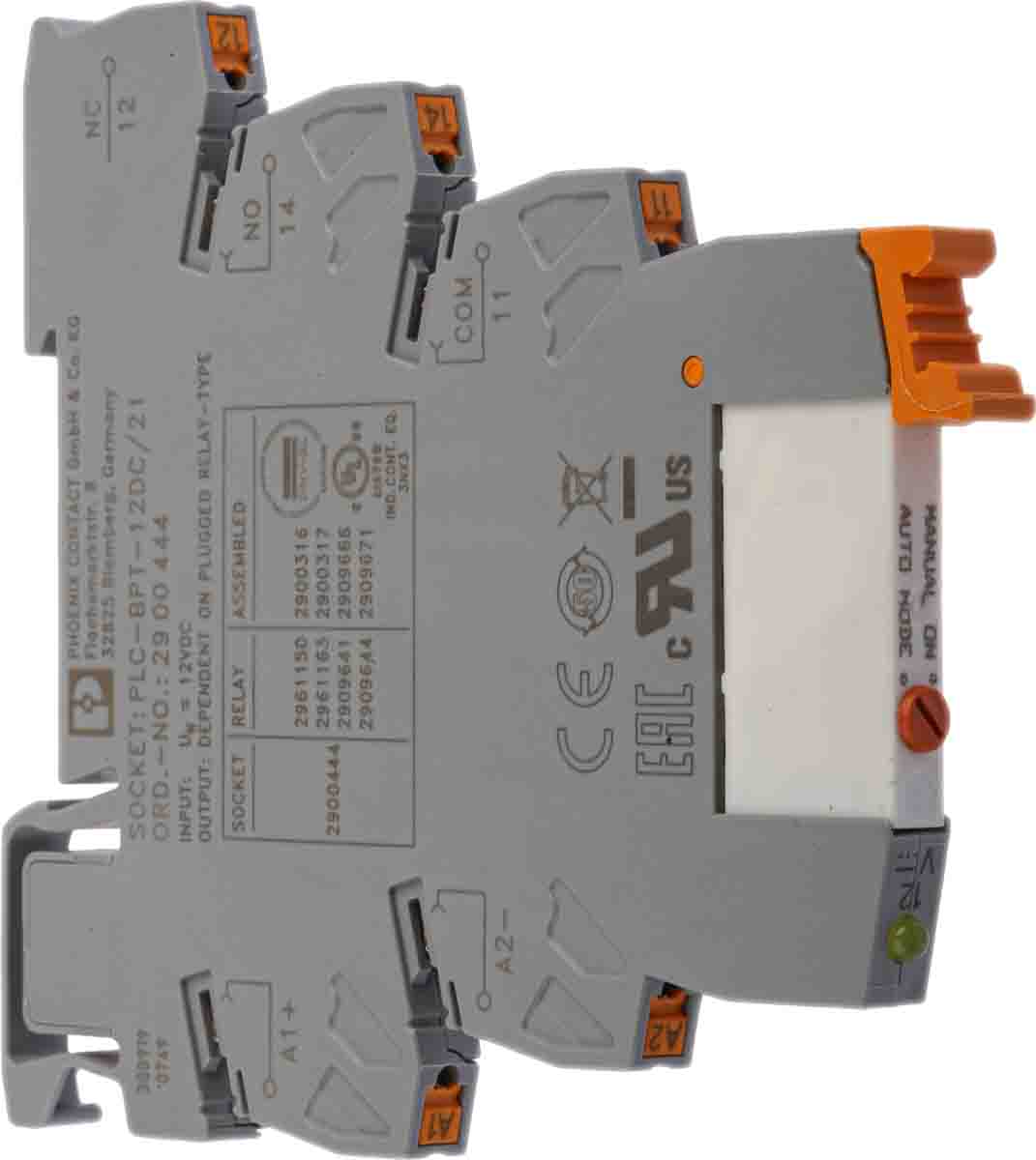 2909666 | Phoenix Contact DIN Rail Mount Interface Relay, 12V dc Coil ...