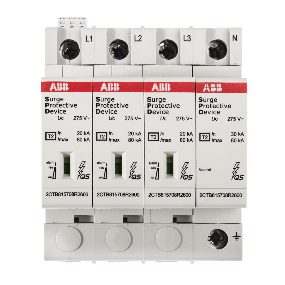 2CTB815708R0800 OVR T2 3N 80-275s P TS QS | ABB, OVR Surge Protection Device 275 V Maximum ...