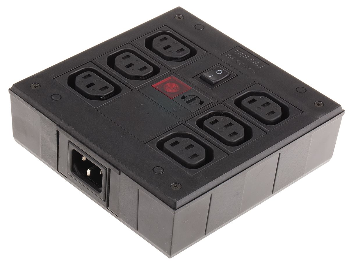 PXD701/561/10/1 | IEC C13 6 Gang Power Distribution Unit, Filtered, 250 V ac, Fused | RS