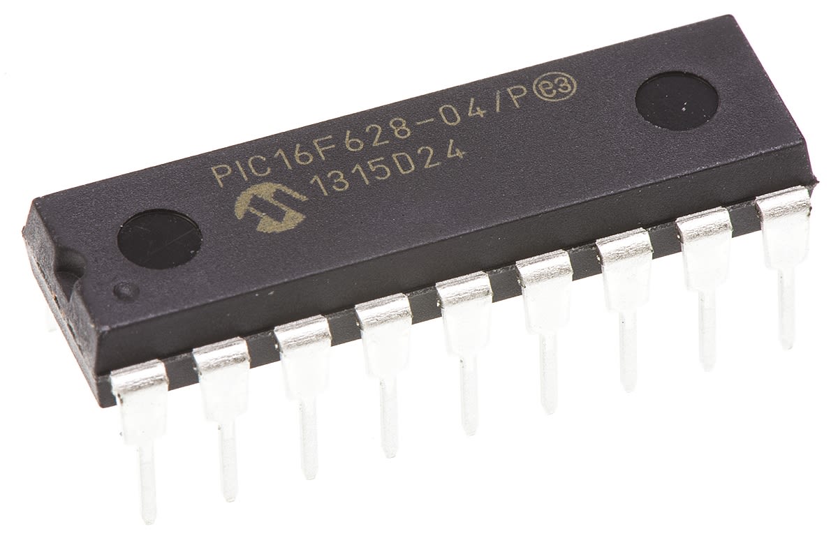 Microchip PIC16F628-04/P, 8bit PIC Microcontroller, PIC16F, 4MHz, 128 x 8 words, 2048 x 14 words ...