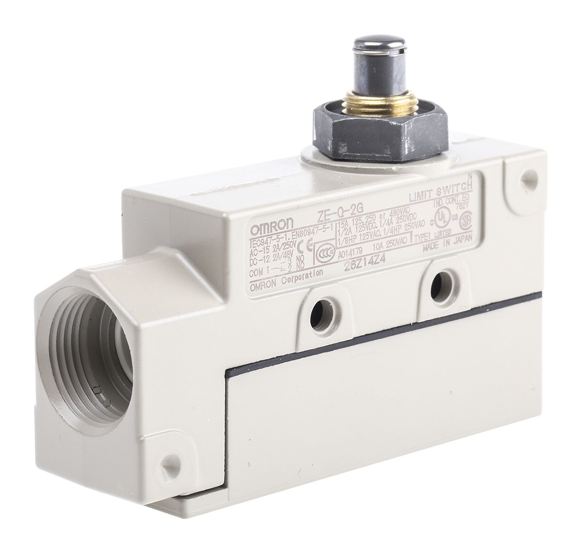 ZE-Q-2G | Omron Endschalter, Stößel, 1-poliger Wechsler, Schließer/Öffner, IP 65, 15A | RS