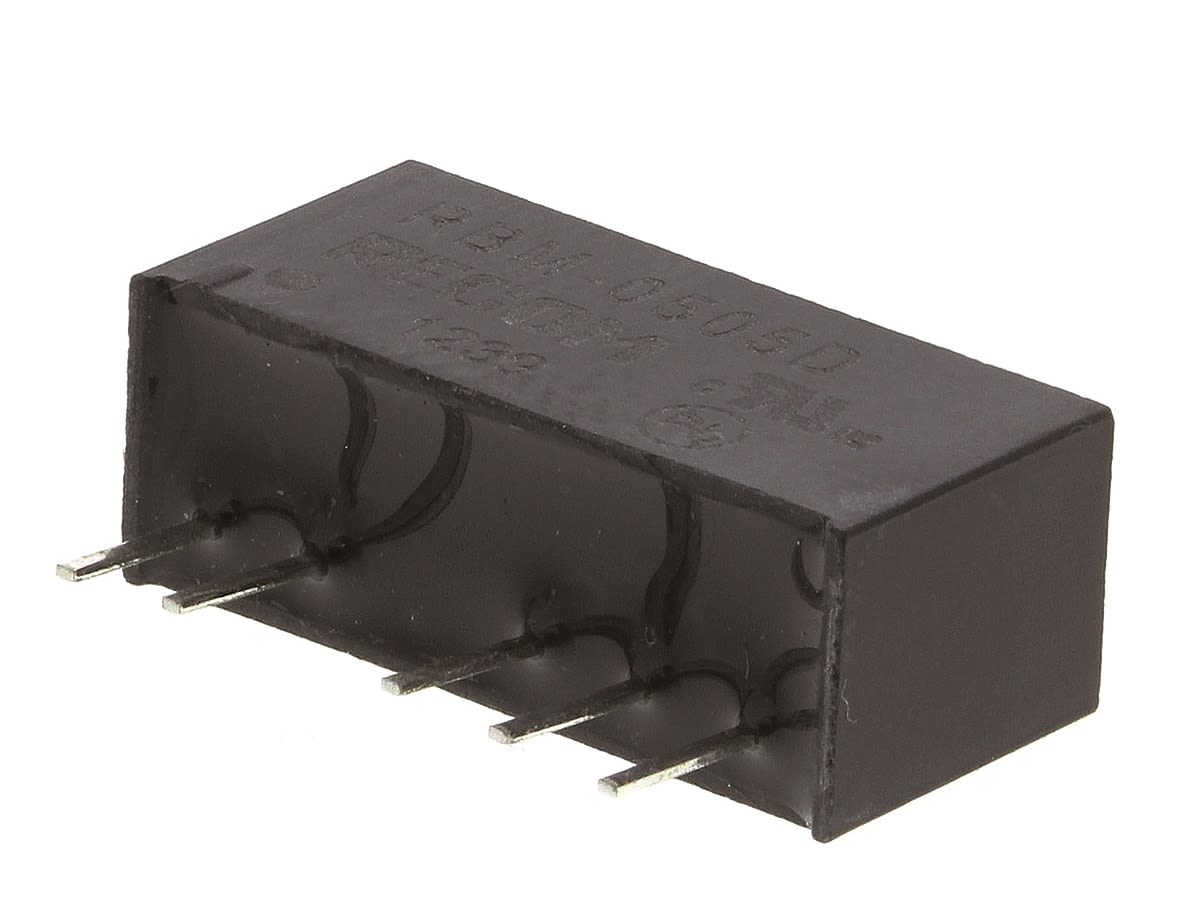 RBM-0505D | Recom RBM DC-DC Converter, ±5V dc/ ±100mA Output, 4.5 → 5.5 V dc Input, 1W, Through ...