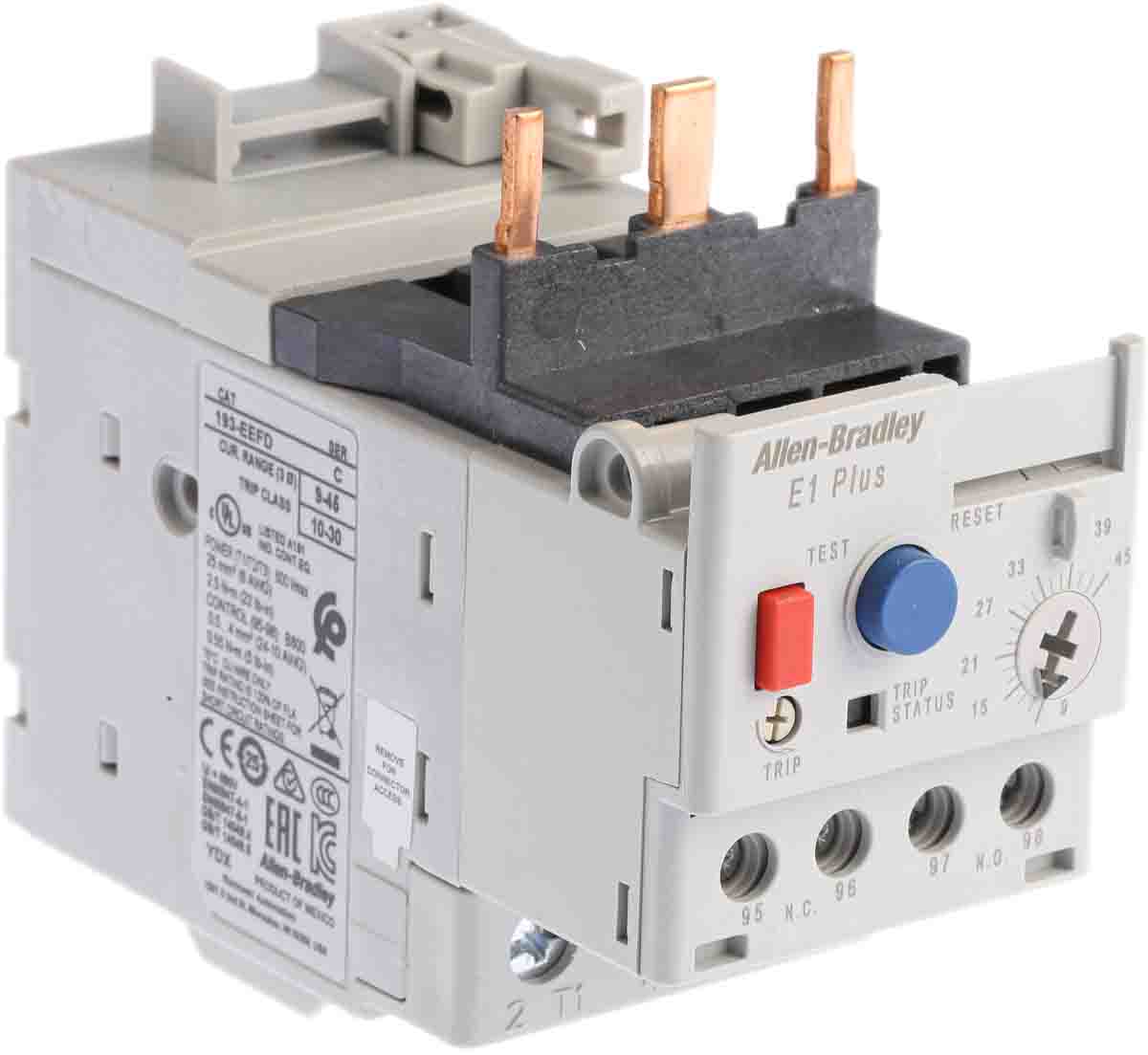 193-EEFD | Relé de sobrecarga electrónica Allen Bradley Bulletin 193-E1 Plus, 1 NA/1 NC, 690 Vac ...