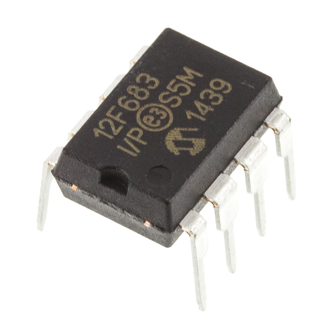 Microchip PIC12F683-I/P, 8bit PIC Microcontroller, PIC12F, 20MHz, 256 B, 2048 x 14 words Flash ...