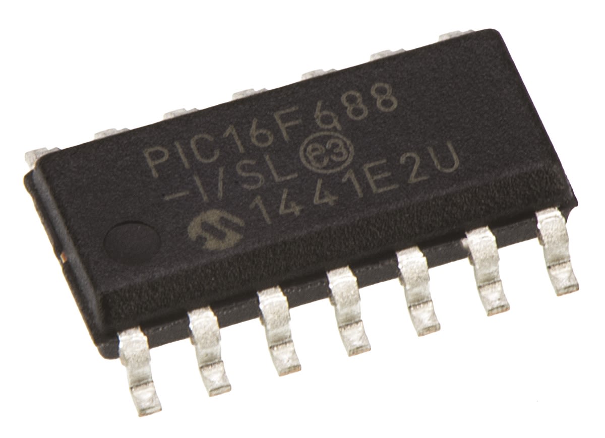 Microchip PIC16F688-I/SL, 8bit PIC Microcontroller, PIC16F, 20MHz, 4096 x 14 words, 256 B Flash ...