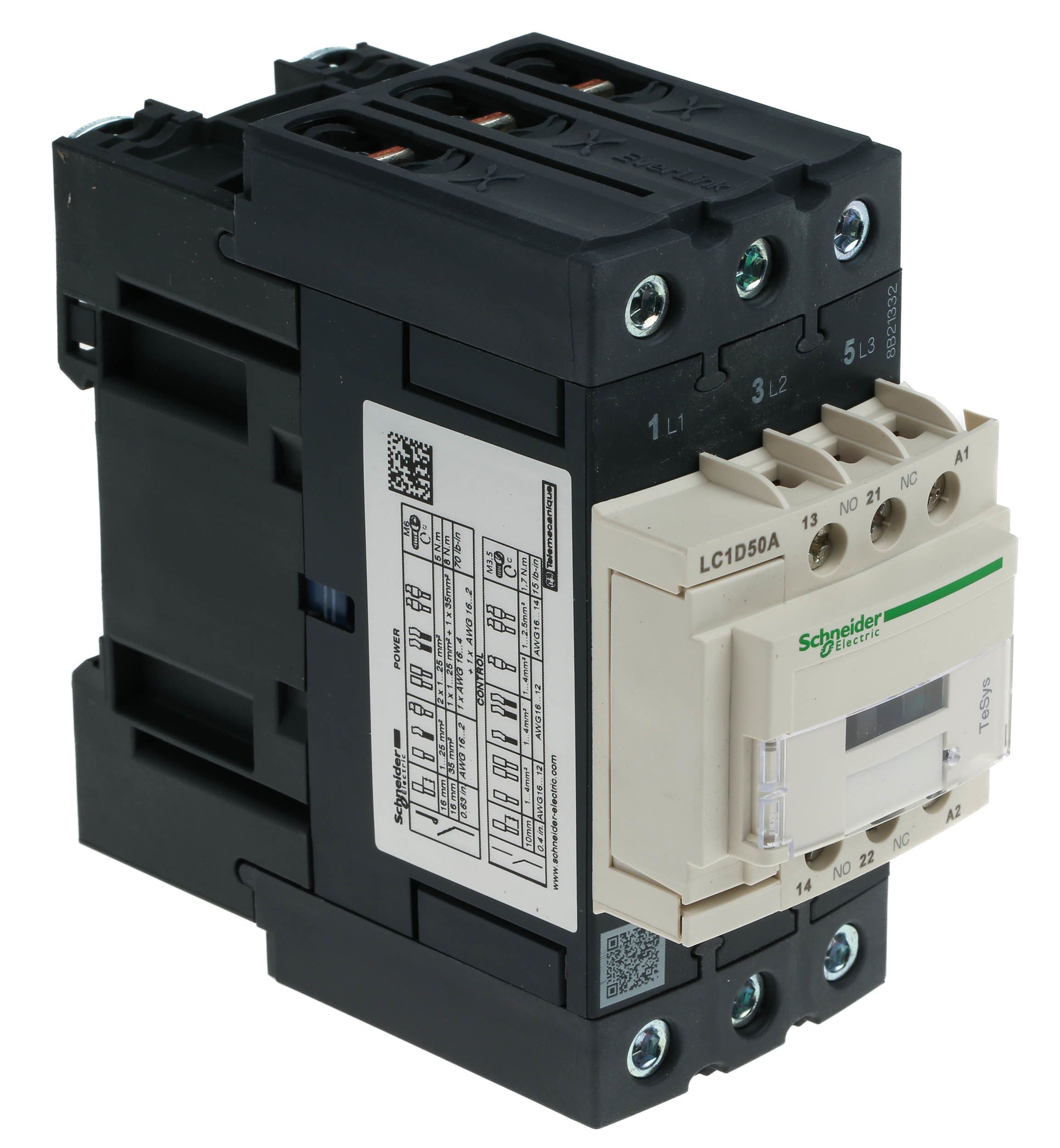 LC1D50AF7 | Schneider Electric TeSys D LC1D Contactor, 110 V ac Coil, 3 ...