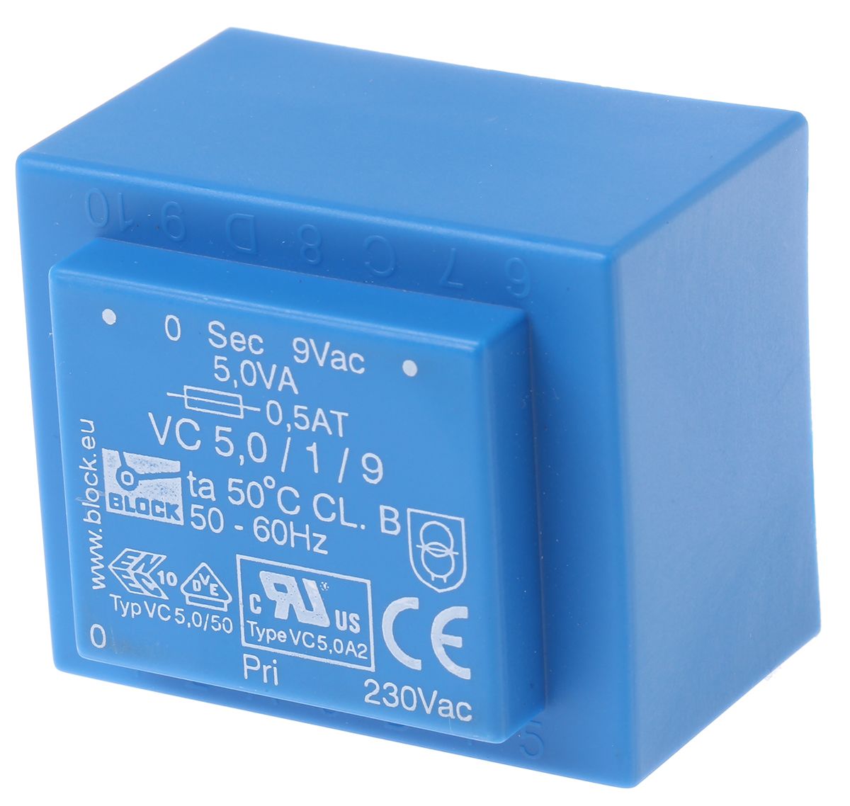 VC 5,0/1/9 | Transformador de PCB, 9V ac, 1 Salida , Agujero pasante, Potencia 5VA | RS