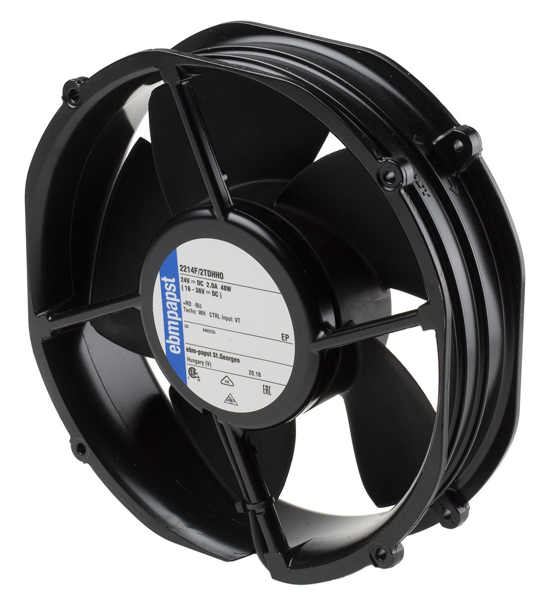 2214F/2TDHHO | Ventilador Axial ebm-papst 2200 FTD de 200 x 50.8mm, 24 V dc, 48W, 5000rpm ...
