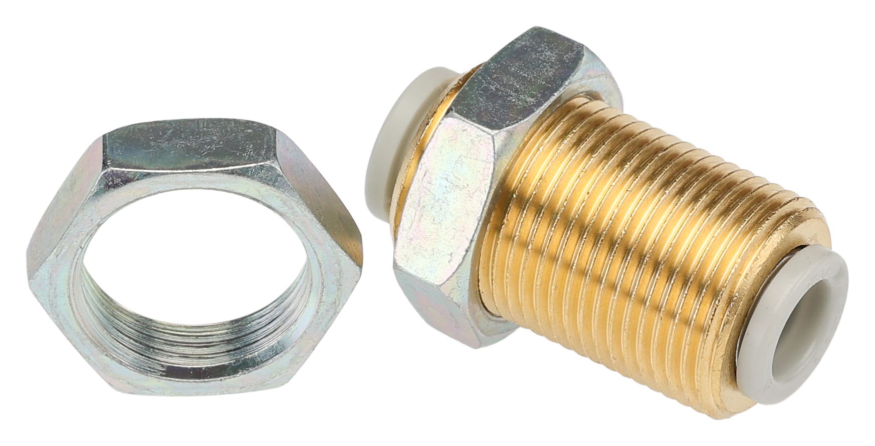 KQ2E06-00A | SMC KQ2 Series Bulkhead Tube-to-Tube Adaptor, Push In 6 mm to Push In 6 mm, Tube-to ...