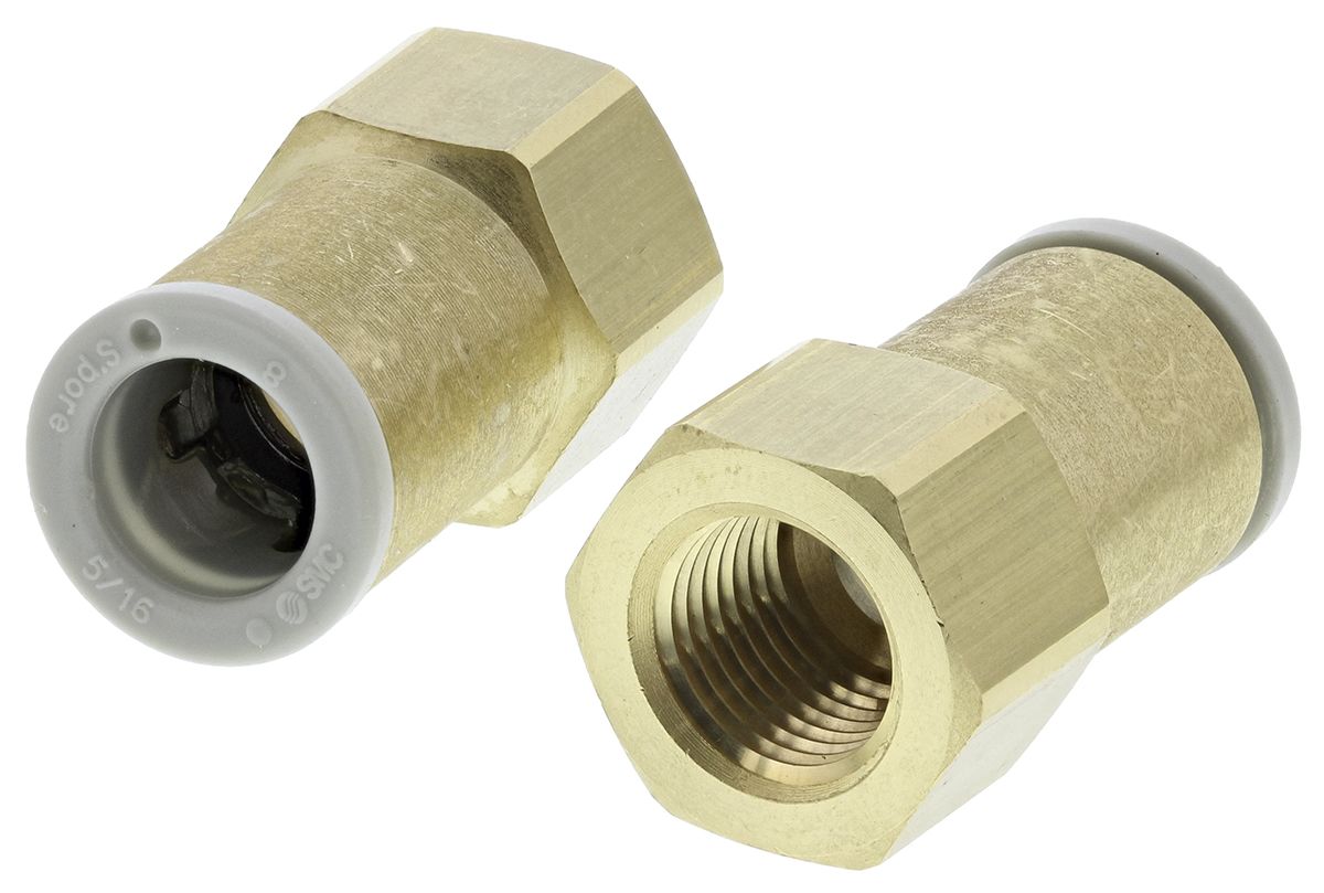 KQ2F08-01A | SMC KQ2 Series Straight Threaded Adaptor, Rc 1/8 Female to Push In 8 mm, Threaded ...