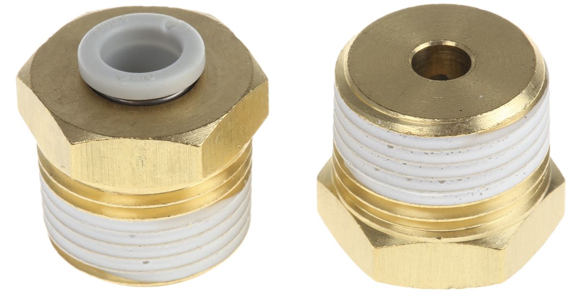 KQ2H06-03AS | SMC KQ2 Series Straight Threaded Adaptor, R 3/8 Male to Push In 6 mm, Threaded-to ...