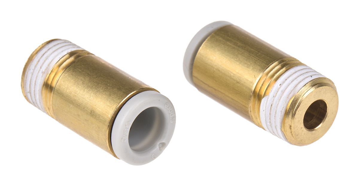 KQ2S06-01AS | SMC KQ2 Series Straight Threaded Adaptor, R 1/8 Male to Push In 6 mm, Threaded-to ...