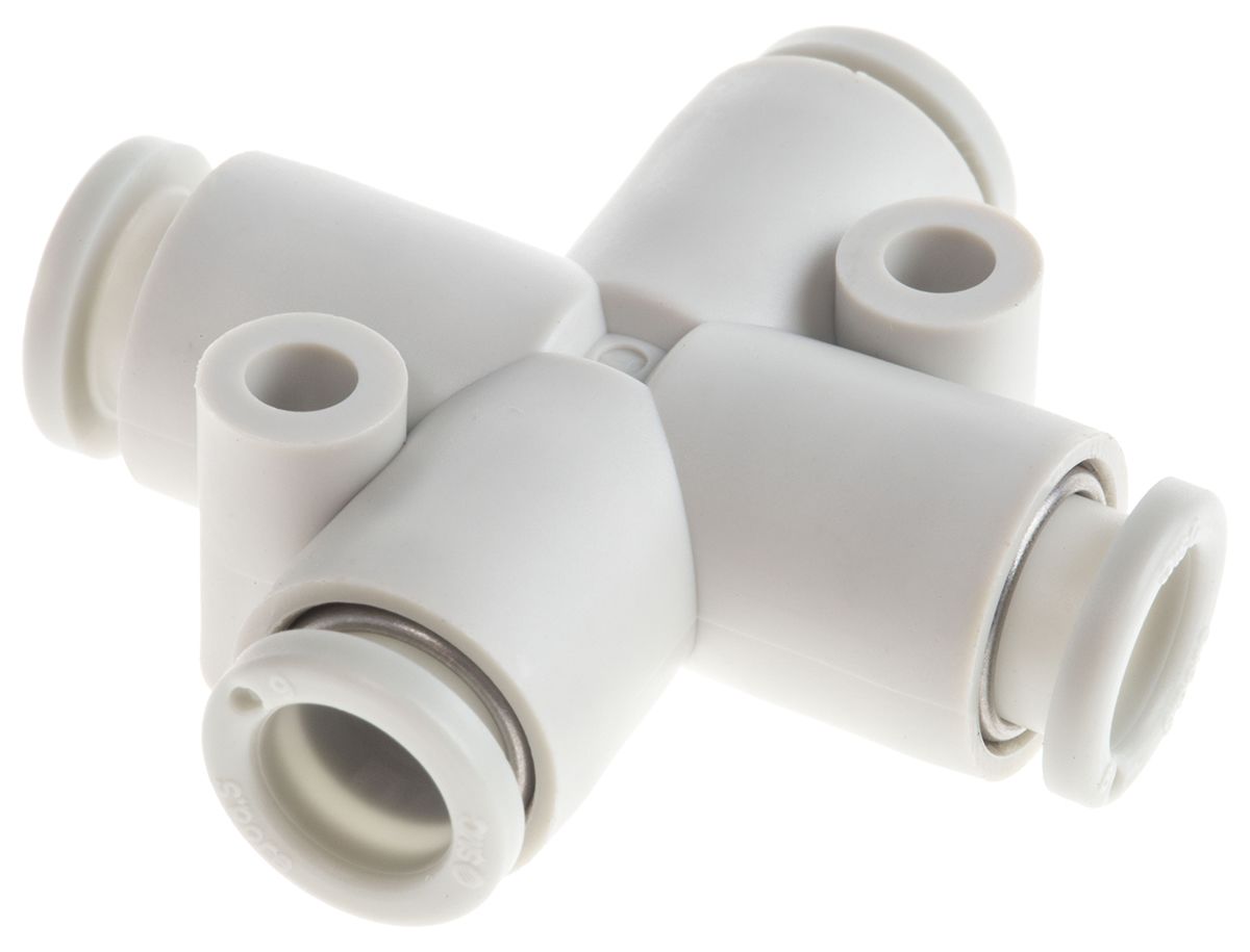 KQ2TW06-00A | SMC KQ2 Series Cross Tube-to-Tube Adaptor, Push In 6 mm to Push In 6 mm, Tube-to ...