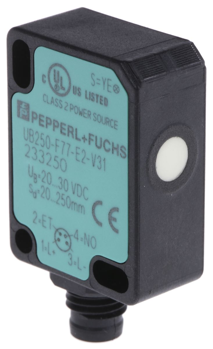 UB250-F77-E2-V31 | Pepperl + Fuchs Ultrasonic Block-Style Proximity Sensor, M8 x 1, 20 → 250 mm ...