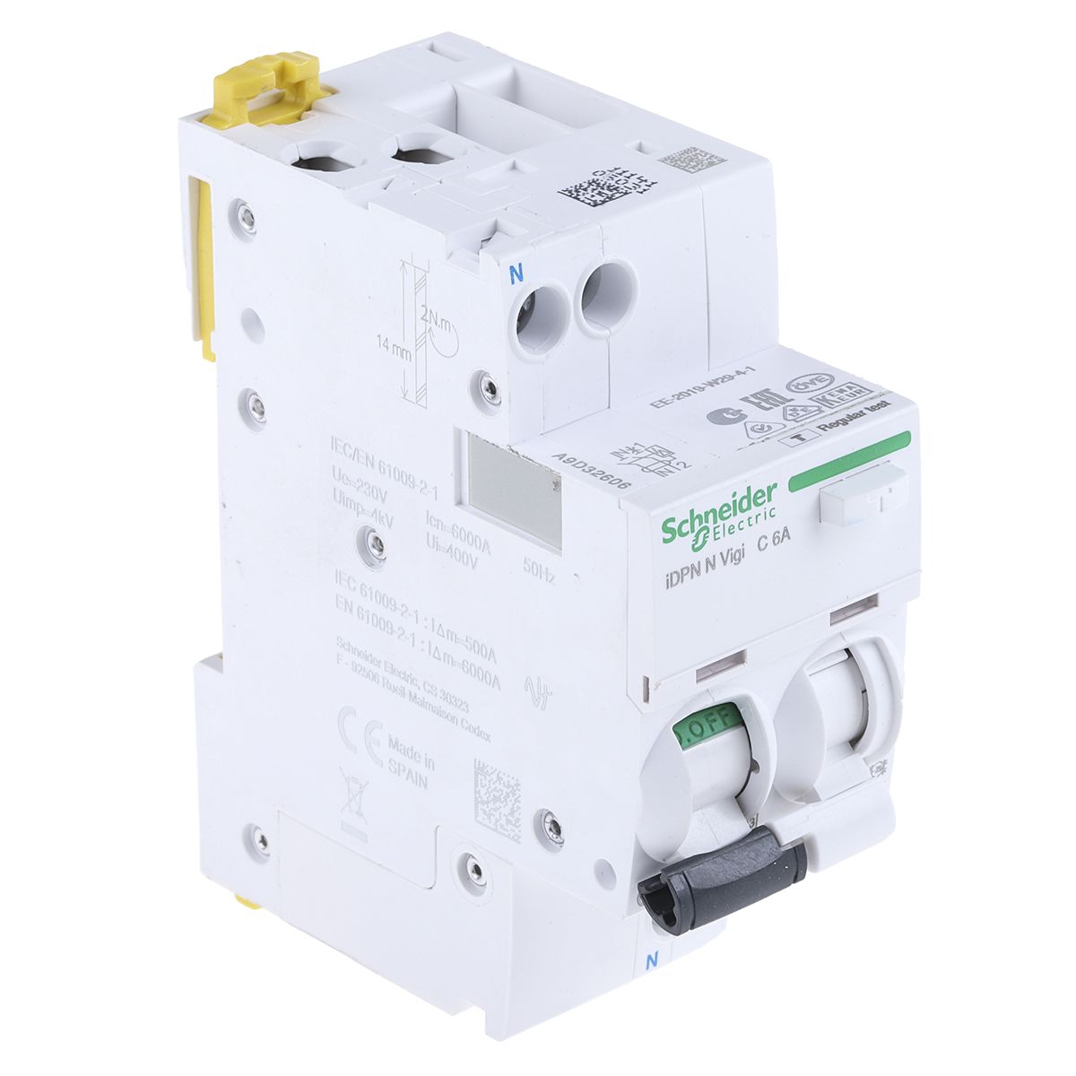 A9D32606 | Schneider Electric Type C RCBO - 1P+N, 6A Current Rating ...