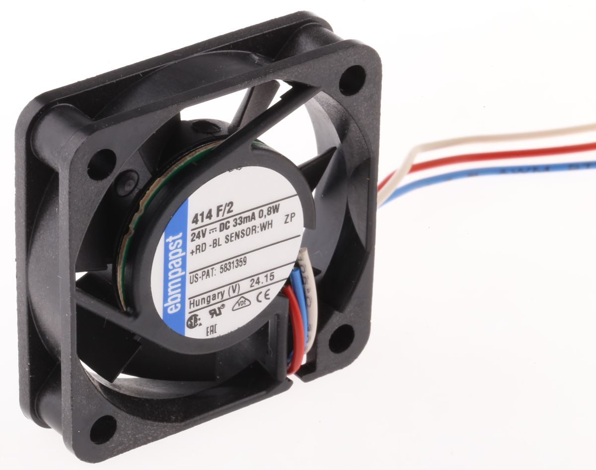 414F/2 | Ventilador Axial ebm-papst 400 F de 40 x 40 x 10mm, 24 V dc, 800mW, 5400rpm, caudal 8m³ ...
