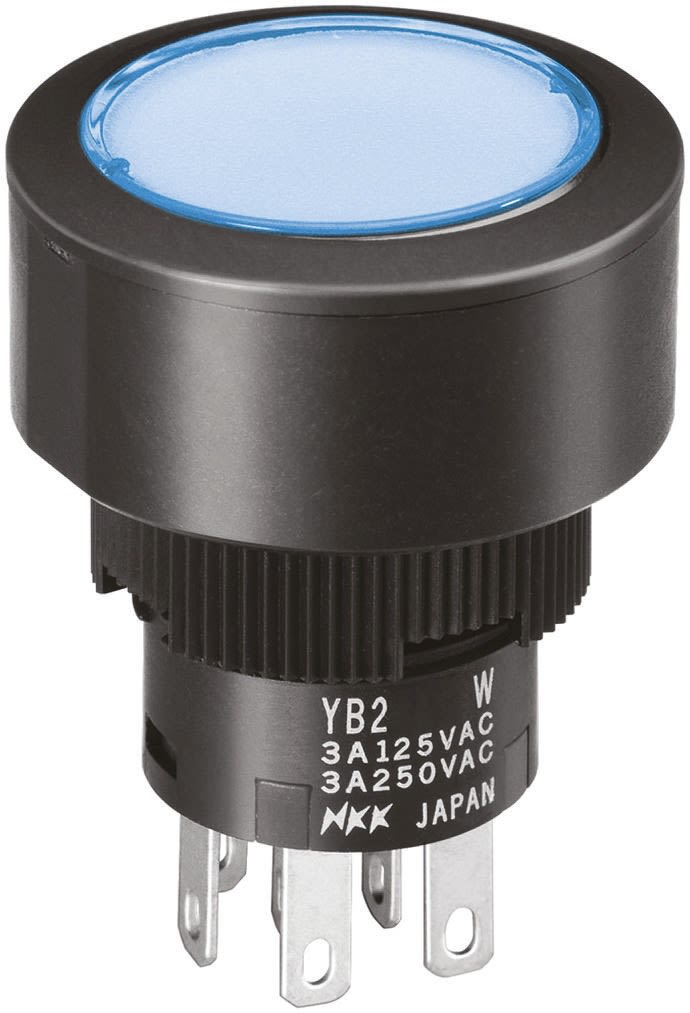 NKK Switches 押しボタンスイッチ, ラッチ, パネルマウント, 単極双投(SPDT), YB2-16CWCKG4-59BGB | RS