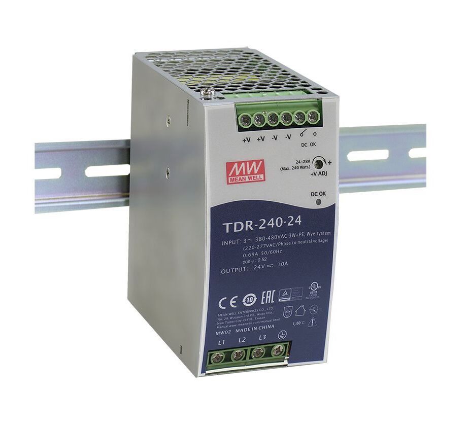 TDR 240 24 Mean Well TDR 240 DIN Rail Power Supply 340 550V Ac Ac