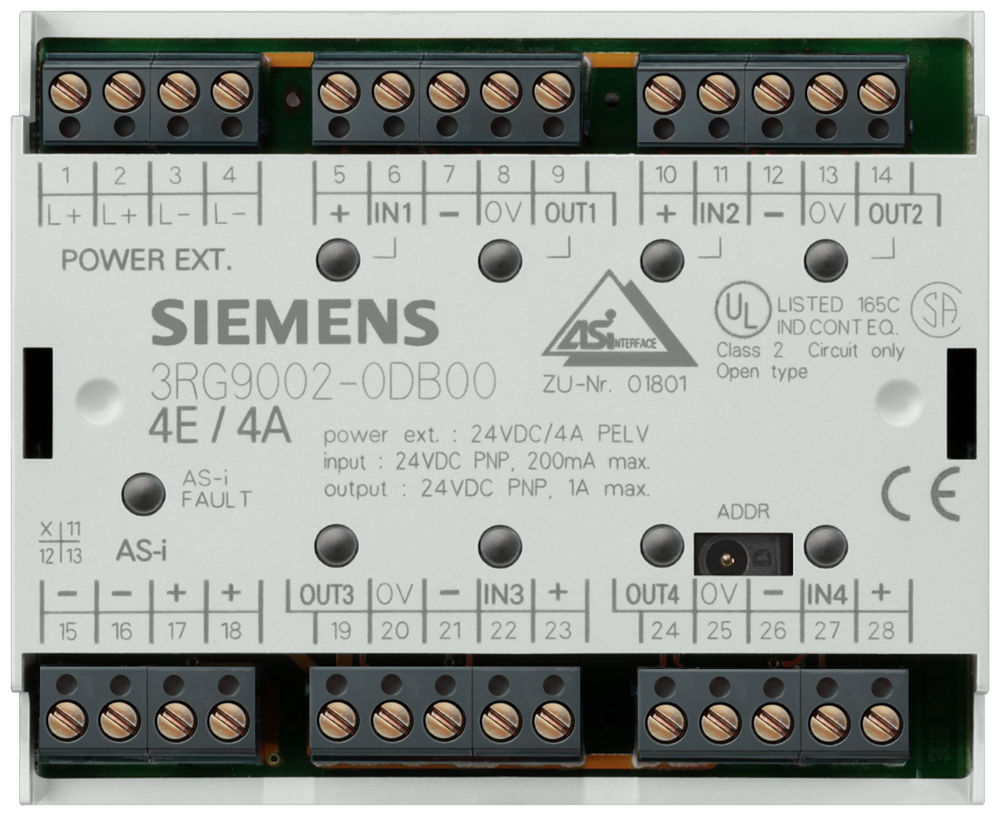 3RG9002-0DA00 | Siemens 3RG Series Input/Output Module, 4 Inputs, 4 Outputs, 24 V | RS
