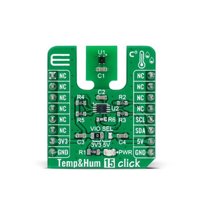 MIKROE-4496 | MikroElektronika Temp&Hum 15 Click Temperature & Humidity Sensor mikroBus Click ...