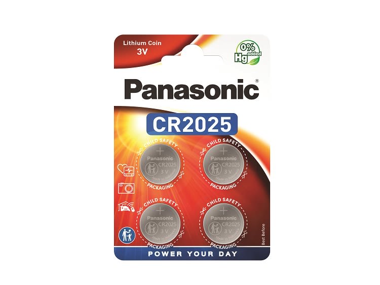 CR2025L/4BP | Panasonic CR2025 Button Battery, 3V, 20mm Diameter | RS