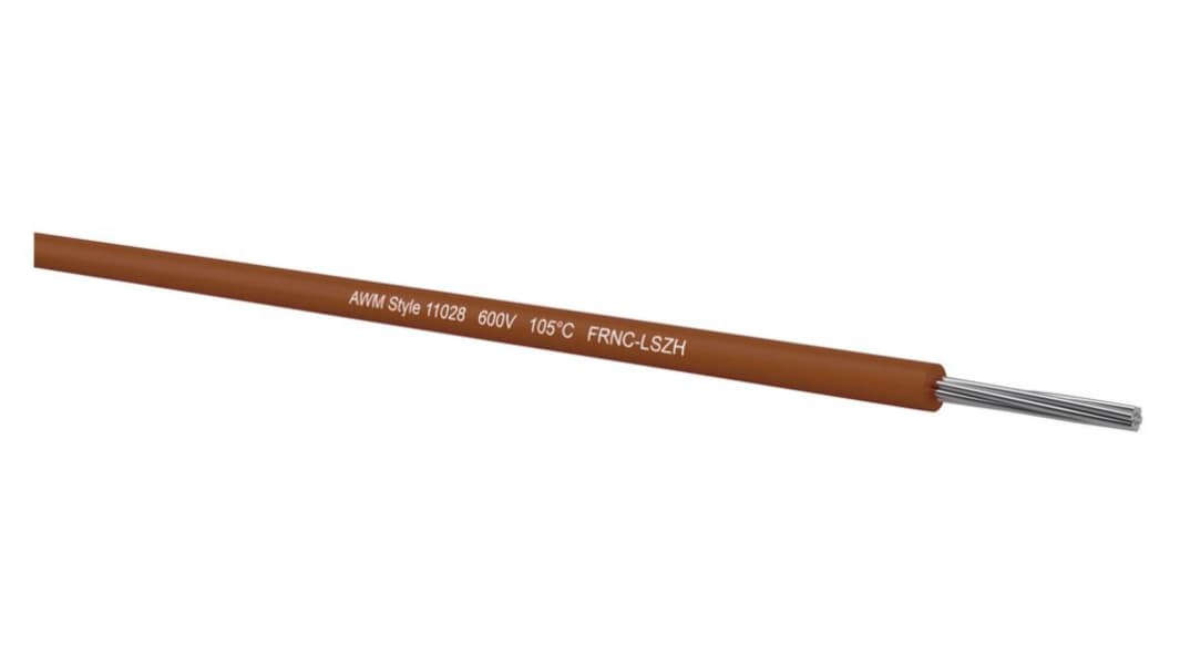 Kabeltronik UL 11028 Series Brown 0.56 mm² Hook Up Wire, 20 AWG, 20/7 mm, 250m, MPPE Insulation ...