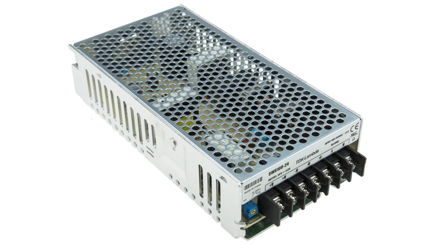 TDK-Lambda Embedded Switch Mode Power Supply (SMPS), SWS100-24, 24V dc, 4.3A, 100W, 1 Output ...