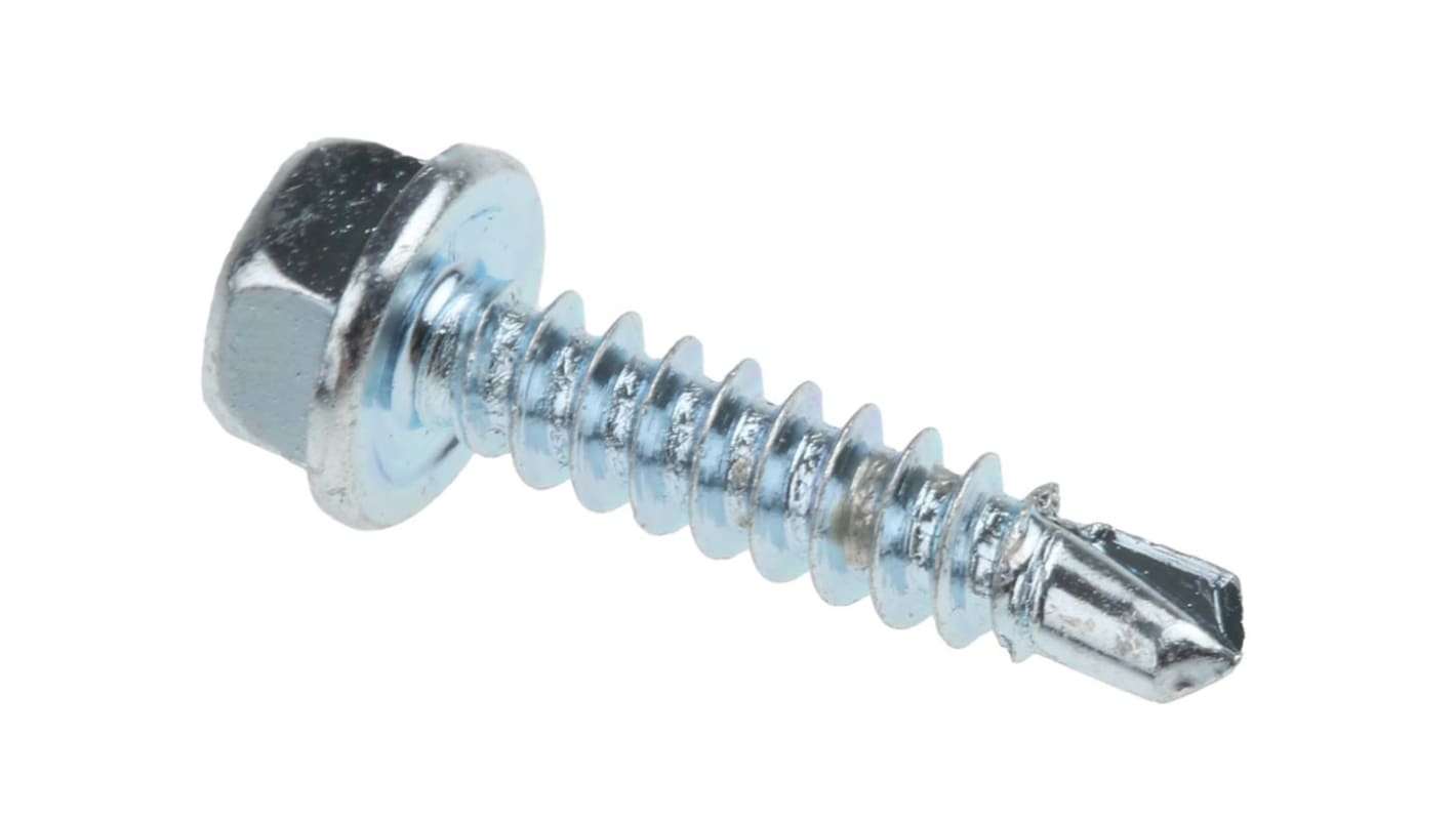 RS PRO Bright Zinc Plated Steel Self Drilling Screw M4.2 x 19mm Long RS