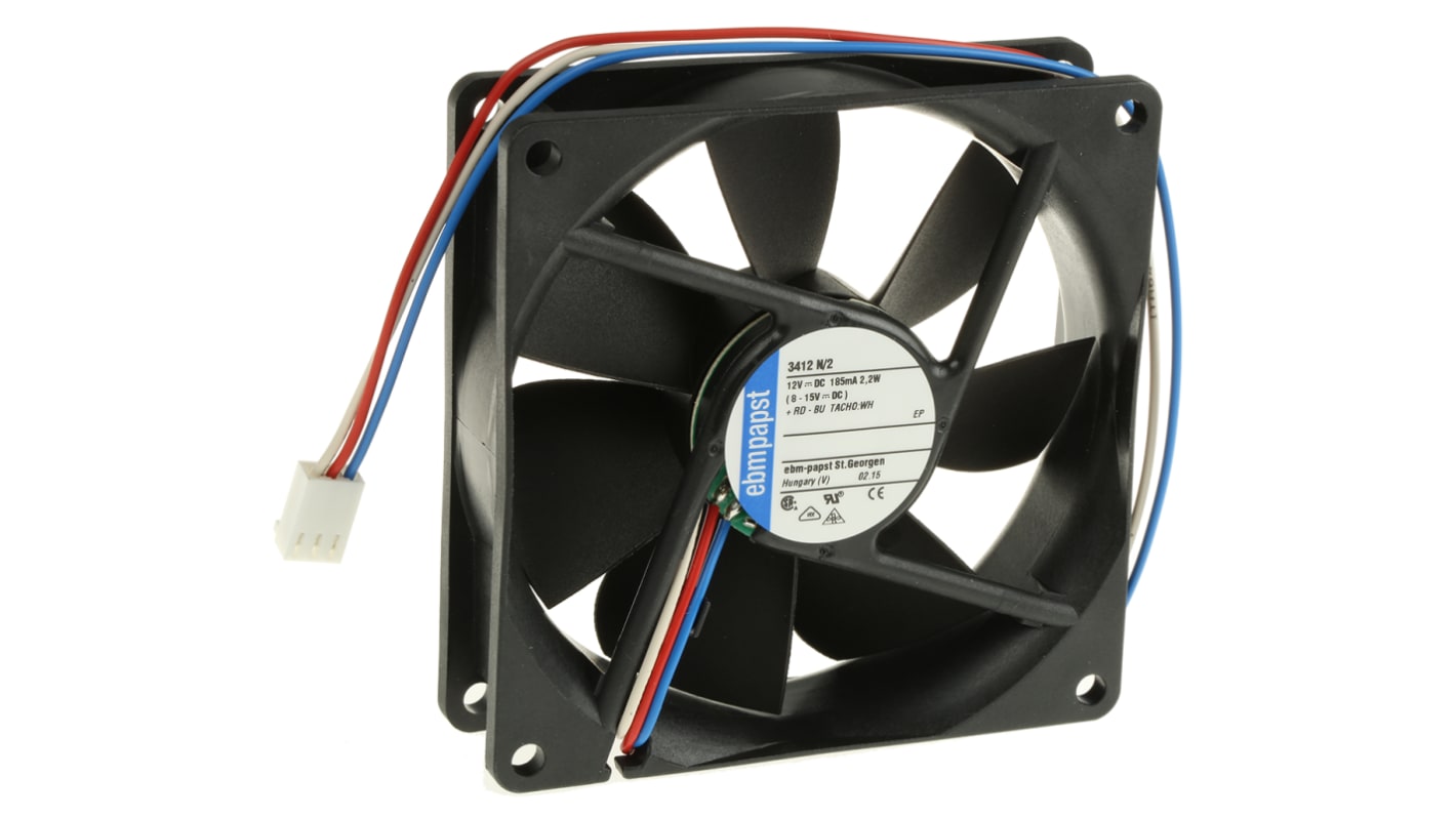 Ebm Papst 軸流ファン 電源電圧：12 V Dc Dc 92 X 92 X 25mm 3412n 2 Rs0 Rs