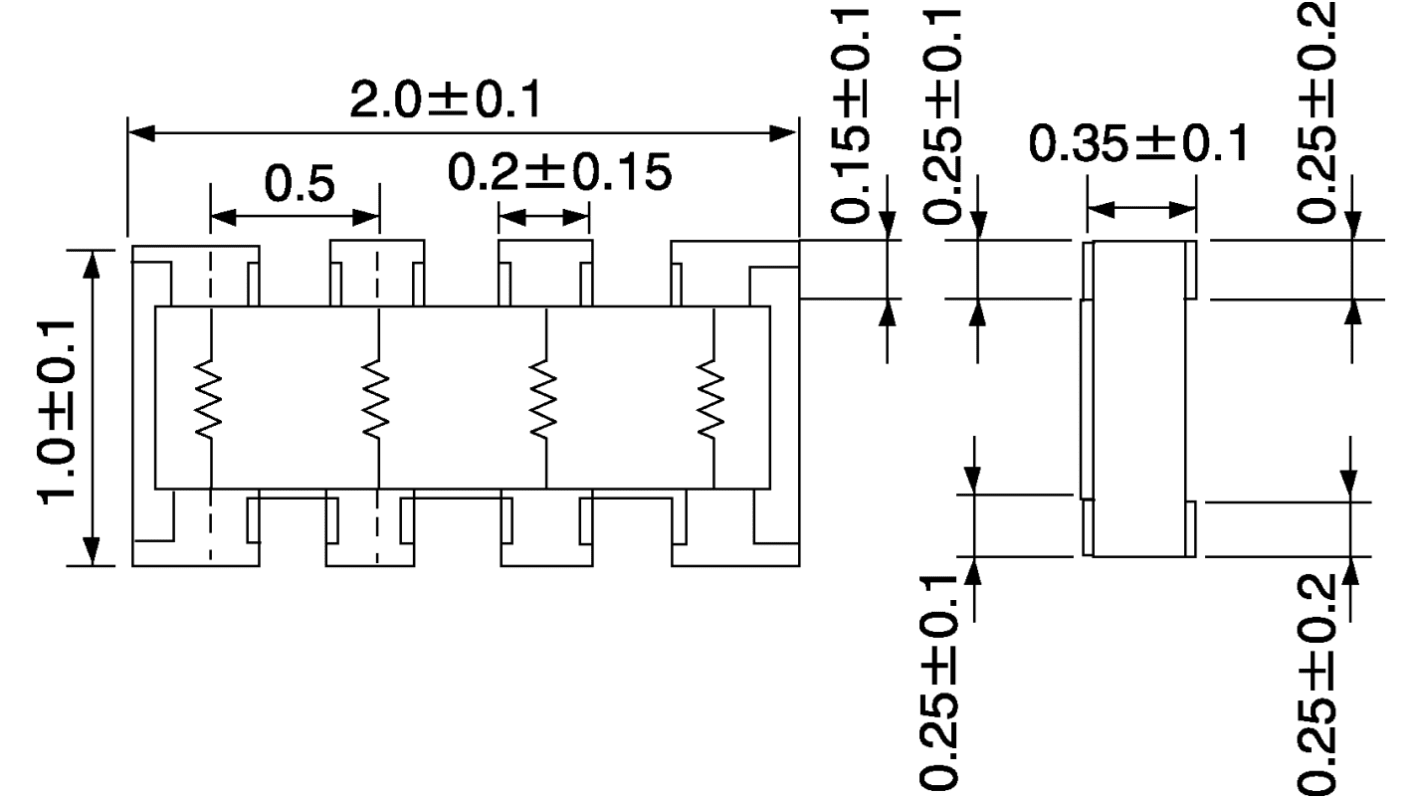 Cn1e4kttd22 Ohmj Cnk 22Ω ±5 Isolated Smt Resistor Array 4 Resistors
