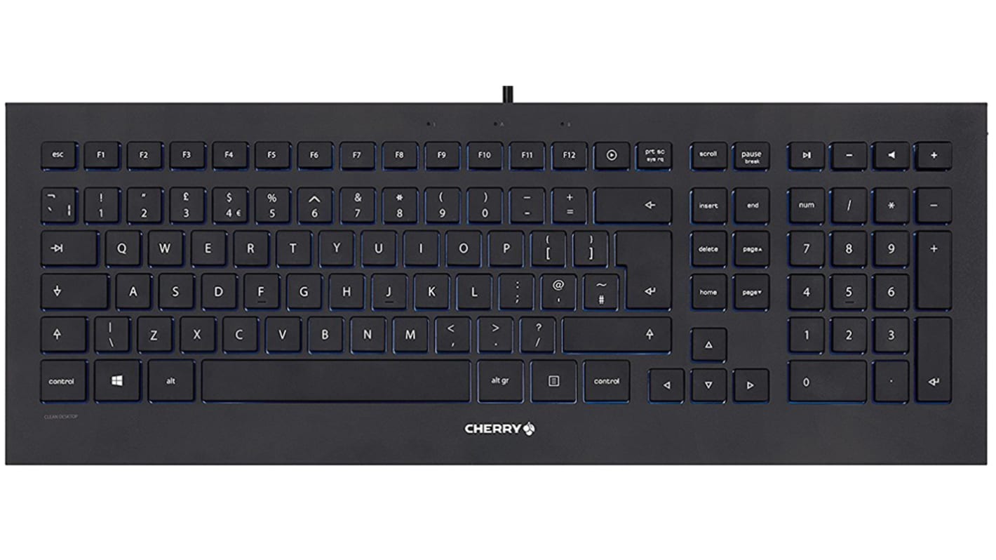 JK-0340GB | Cherry Wired USB Keyboard, QWERTY (UK), Black | RS