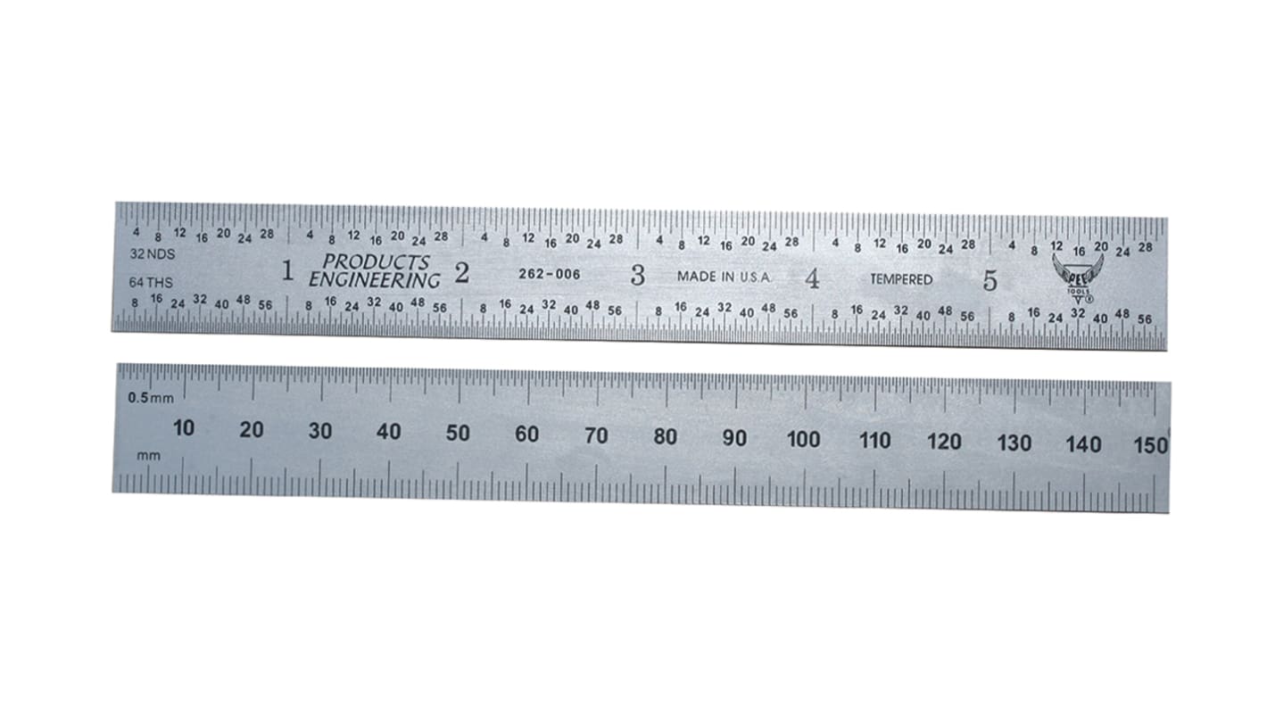 RS PRO 150mm Steel Imperial Metric Ruler