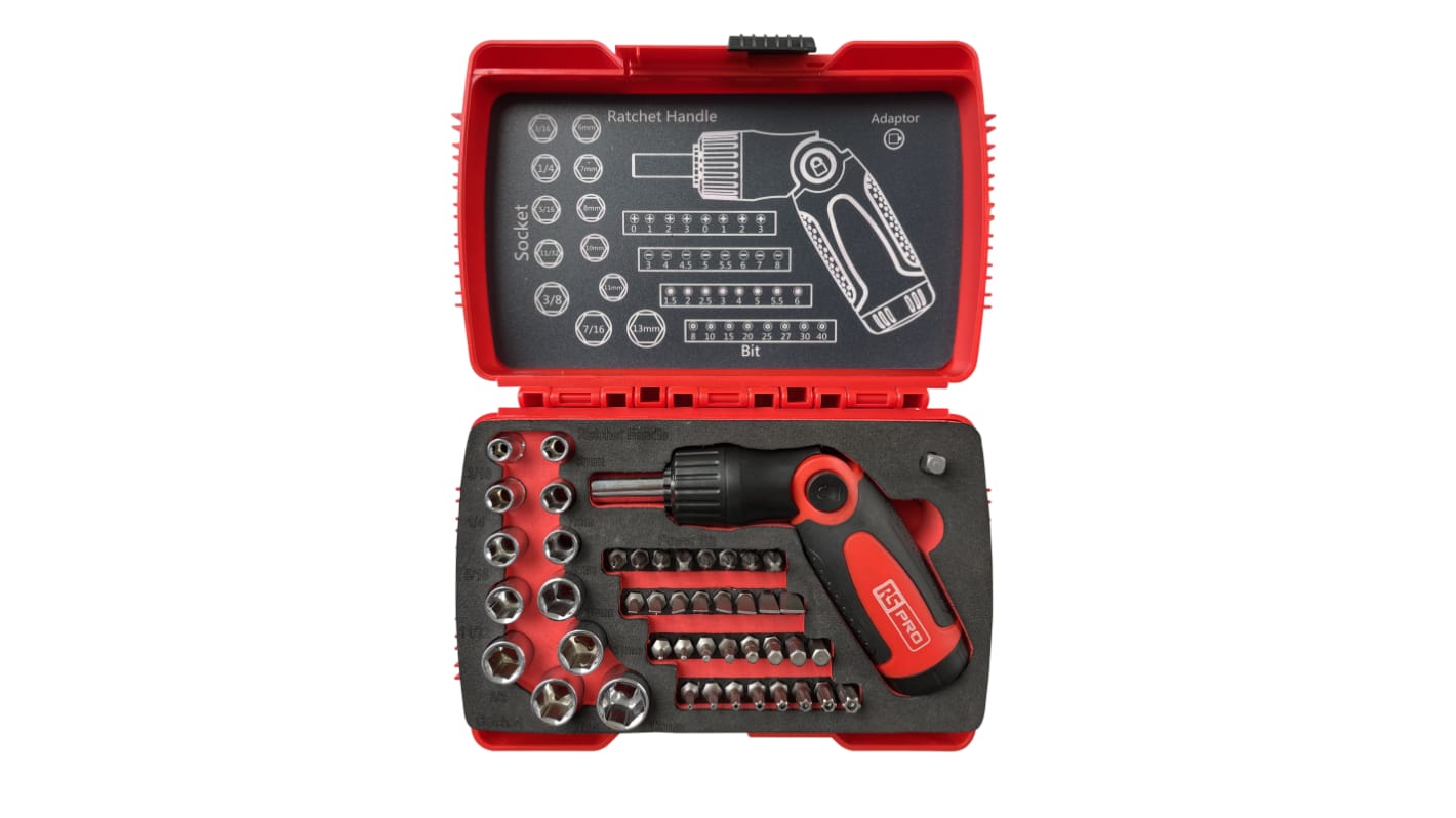 RS PRO 46 Piece Imperial Metric 1 4 in Standard Socket Bit Set with Ratchet RS