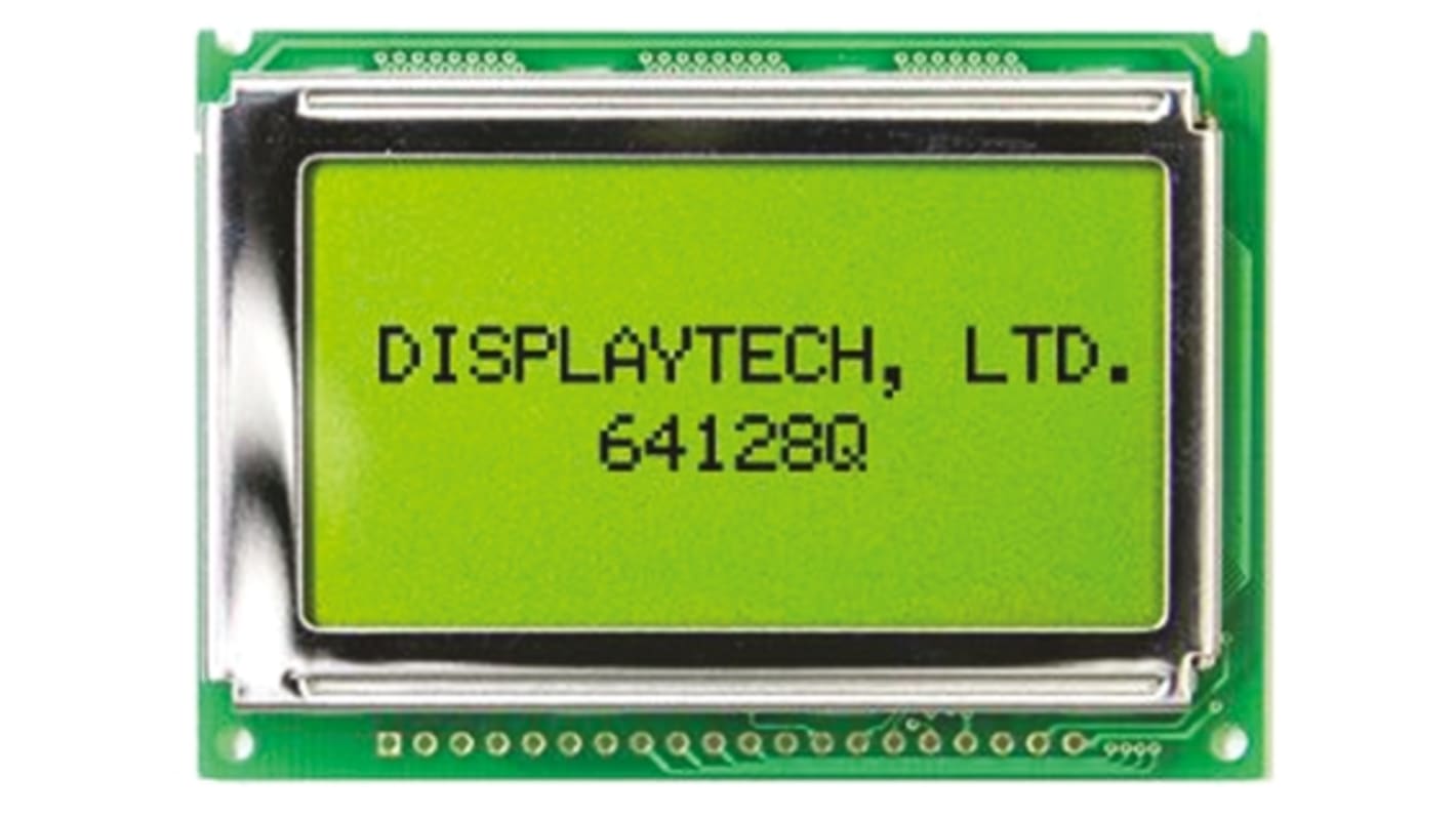 Displaytech 64128Q FC BC-3LP Graphic LCD Display, Black on White, Transflective | RS